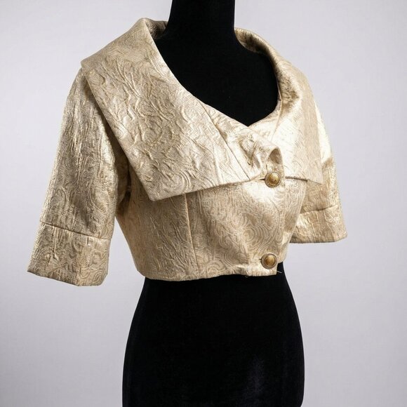 Jackets & Coats | Luxury Gold Brocade Jacquard Designer Runway Jacket ...